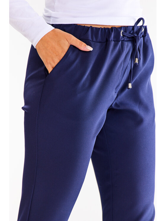 Awama Spodnie damskie A600 Granatowy Basic Fit | Modivo.pl
