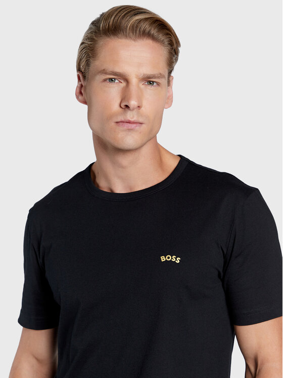 Boss T-Shirt Curved Logo 50469045 Schwarz Regular Fit | Modivo.de