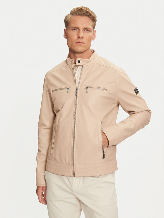 KARL LAGERFELD Шкіряна куртка 555019 541422 Бежевий Regular Fit | Modivo.ua