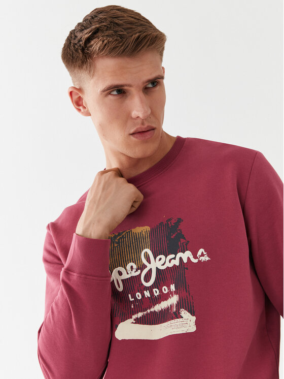 Pepe Jeans Bluza Melbourne Sweat PM582483 Bordowy Regular Fit | Modivo.pl