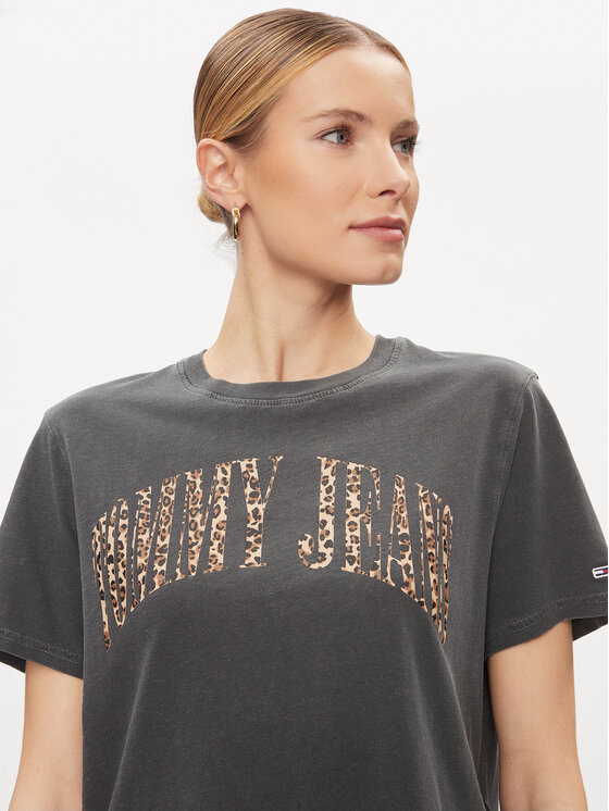Tommy Jeans T-Shirt Classic Leo DW0DW16457 Szary Classic Fit | Modivo.pl
