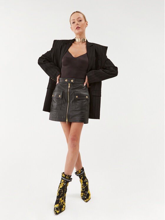 Versace Jeans Couture Кожена пола 75HAEP01 Черен Regular Fit | Modivo.bg