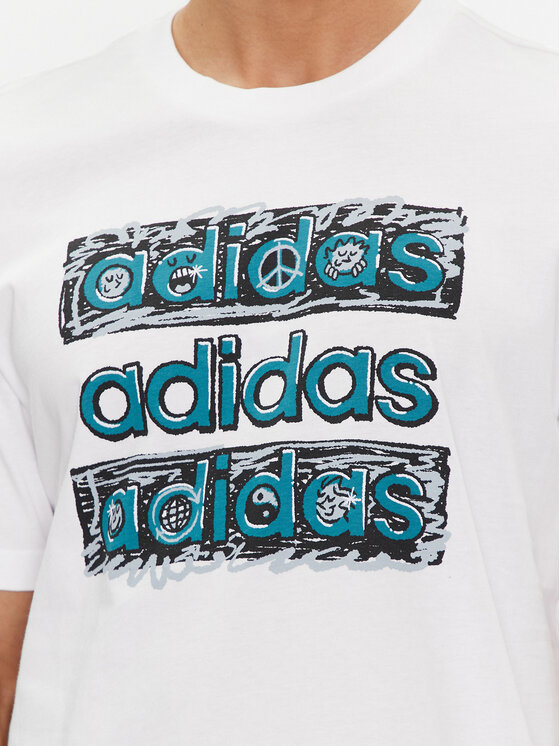 adidas T-Shirt HY1338 Biały Regular Fit | Modivo.pl