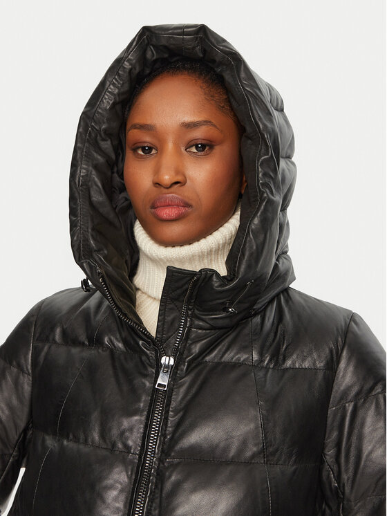 Serge Pariente Geacă de piele Warm Girl Negru Relaxed Fit | Modivo.ro