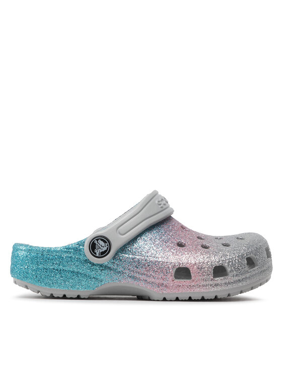 Crocs Pantoletten Classic Glitter Clog K 206993 Silberfarben | Modivo.de