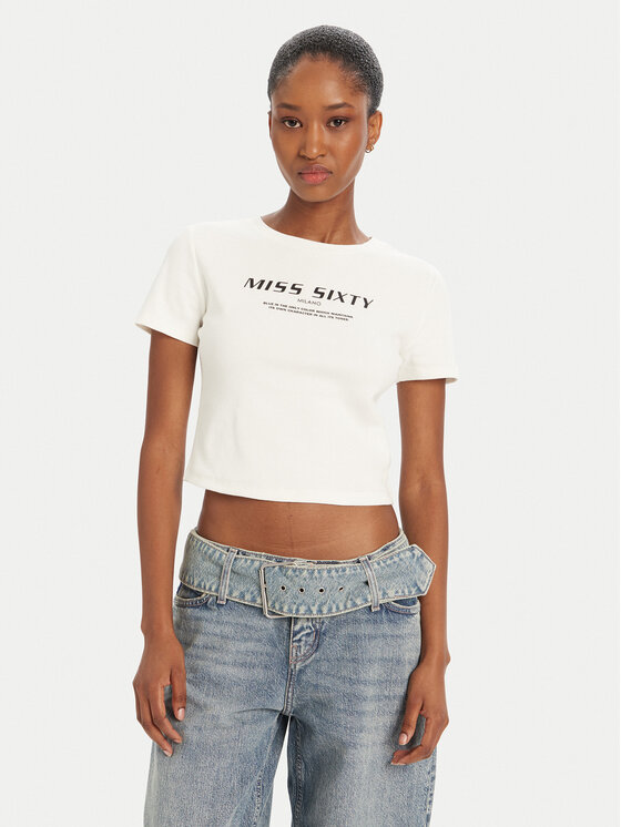 Miss Sixty T-Shirt 6L1SJ4300000 Biały Slim Fit | Modivo.pl