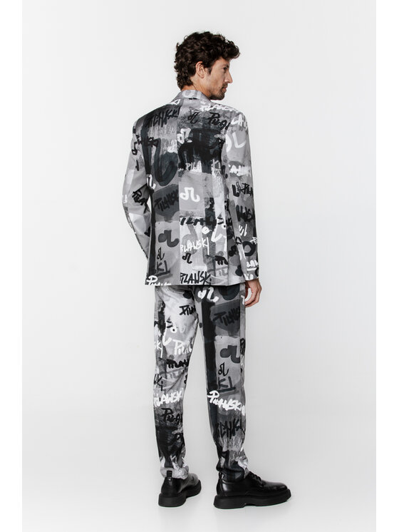 Pilawski Marynarka MARYNARKA SZARY PRINT MĘSKA Szary Slim Fit | Modivo.pl
