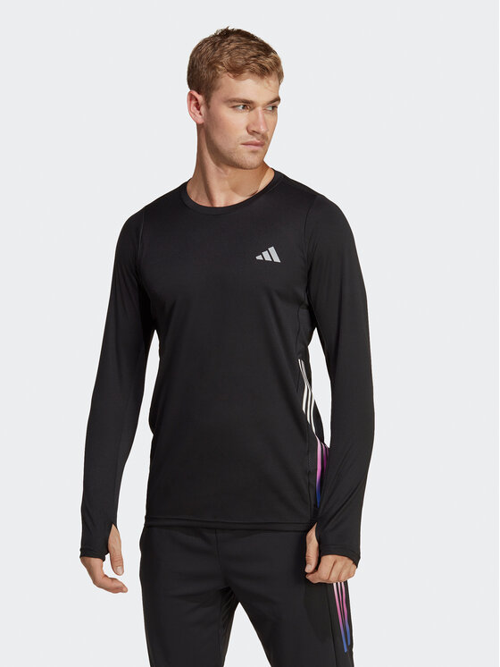 adidas Tricou tehnic Run Icons 3-Stripes HN8024 Negru Slim Fit | Modivo.ro