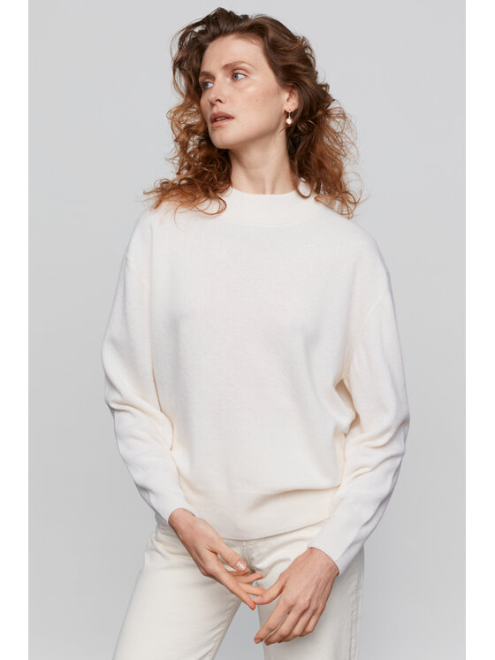 B SIDES Sweter MERINO Biały Regular Fit | Modivo.pl