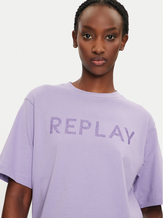 Replay T-Shirt W3698R.000.23188P Fioletowy Regular Fit | Modivo.pl