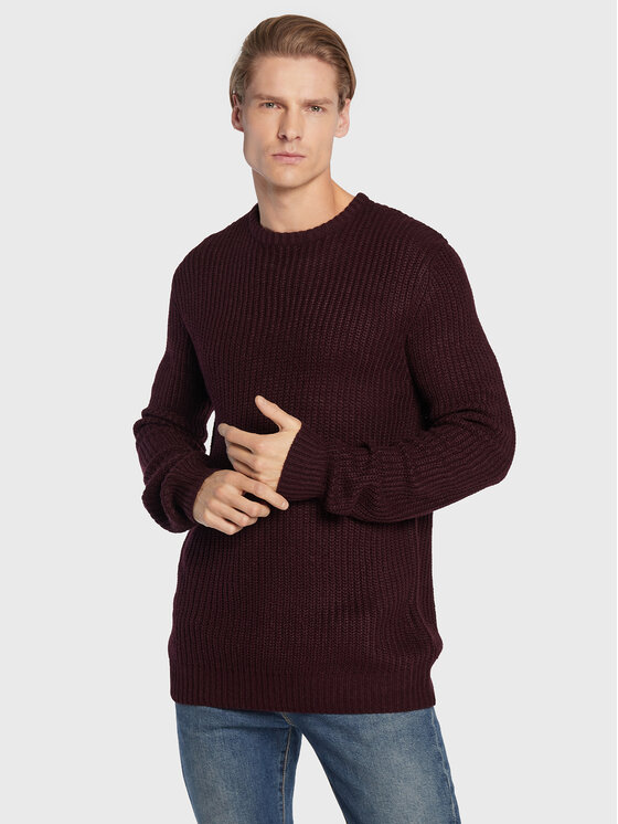 Brave Soul Svetr MK-181BINARYO Bordó Regular Fit | Modivo.cz