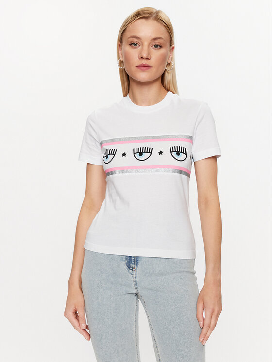 Chiara Ferragni T-Shirt 74CBHF03 Biały Regular Fit | Modivo.pl