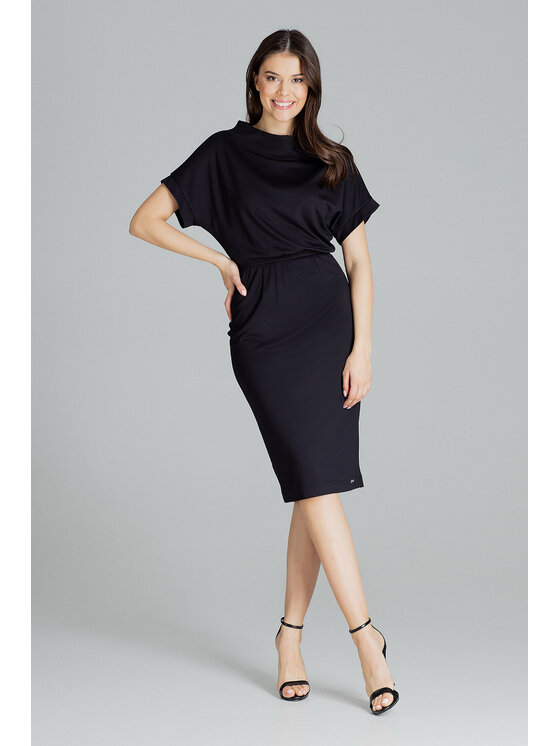 Lenitif Sukienka L087 Czarny Regular Fit | Modivo.pl