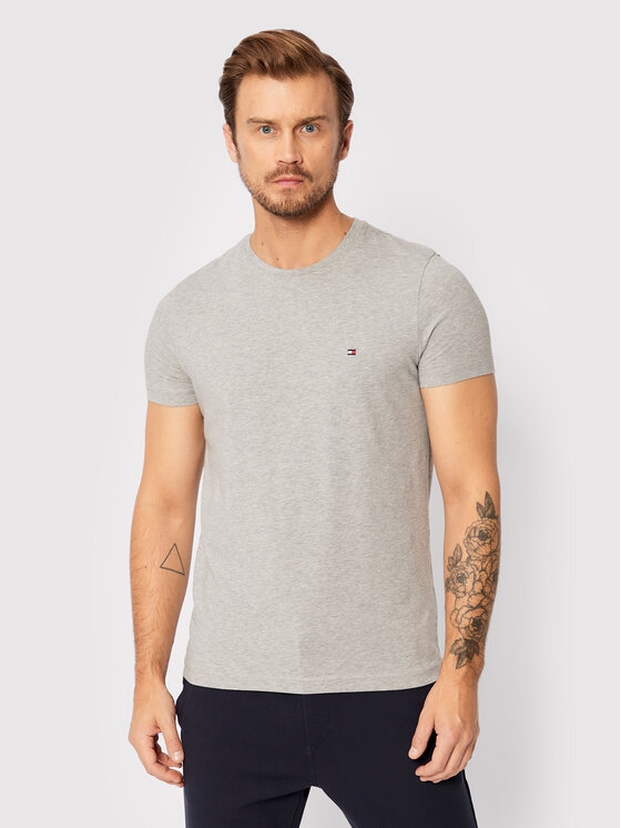 Tommy Hilfiger T Shirt Core Stretch MW0MW27539 Grau Slim Fit Modivo