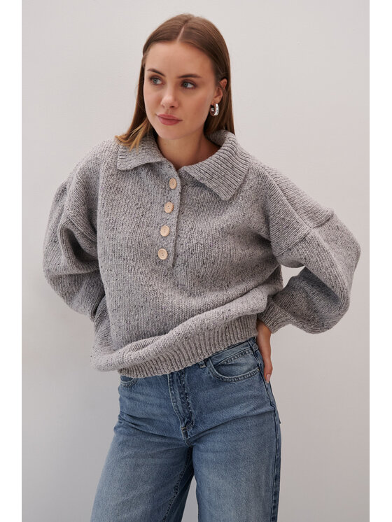 Fobya Sweter F2065 Szary Basic Fit | Modivo.pl
