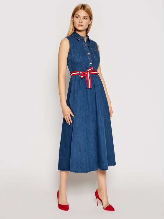 Liu Jo Sukienka jeansowa UA1168 D4435 Granatowy Regular Fit | Modivo.pl