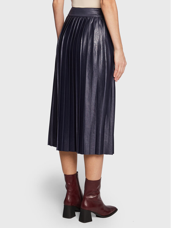 Peserico Easy Plisovaná sukně M05489P1 Tmavomodrá Regular Fit | Modivo.cz