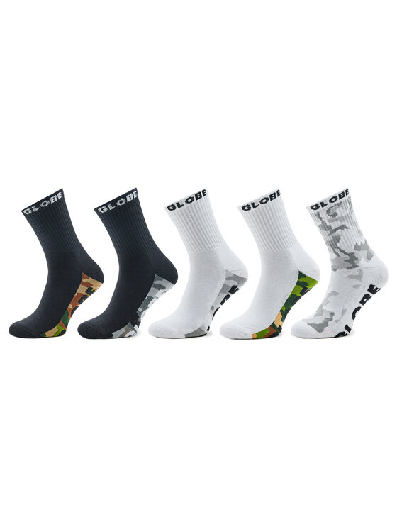 Globe Zestaw 5 par wysokich skarpet męskich Malcom Crew GB71039042 Biały | Modivo.pl