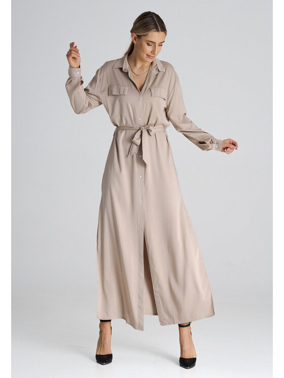 FIGL Sukienka codzienna M1000 Beżowy Regular Fit | Modivo.pl