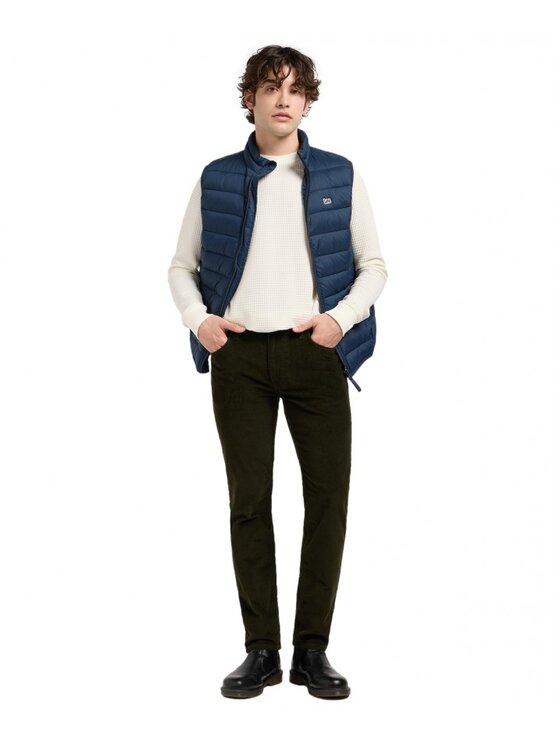Lee Tank top STAND COLLAR PUFFER Granatowy Regular Fit | Modivo.pl
