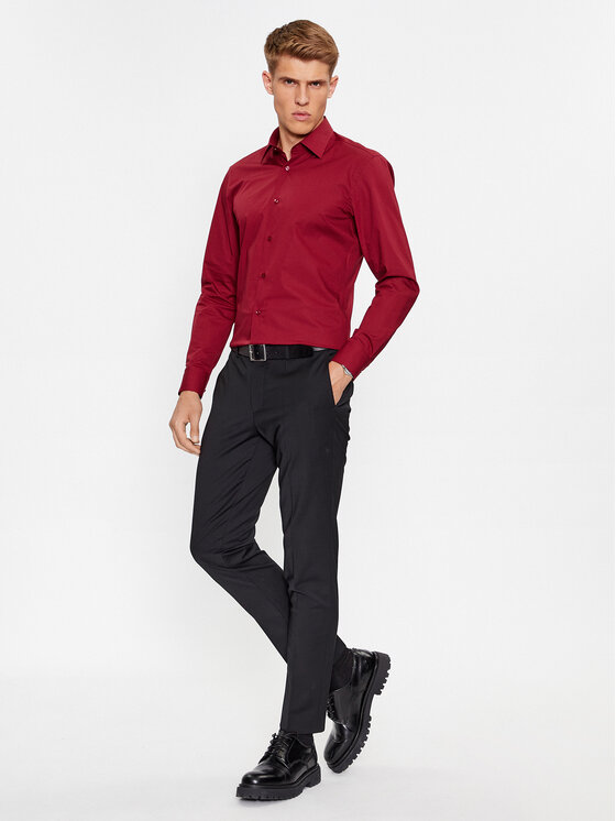 Boss Košile H-Hank-Kent-C1-214 50469345 Červená Slim Fit | Modivo.cz