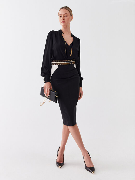 Elisabetta Franchi Ceruzaszoknya GO-511-32E2-V380 Fekete Slim Fit ...
