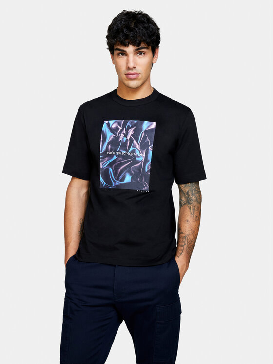 Sisley T-Shirt 3I1XS103I Černá Regular Fit | Modivo.cz