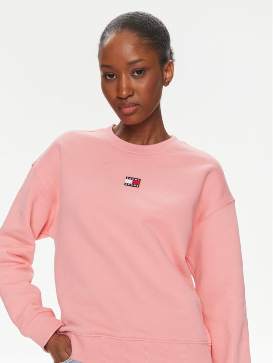 Tommy Jeans Sweatshirt Badge DW0DW17325 Rosa Regular Fit Modivo