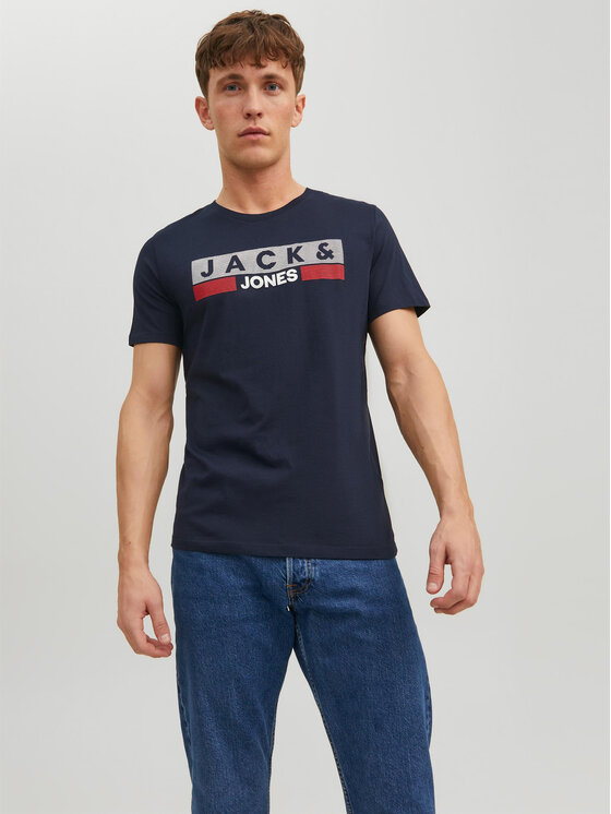 Jack & Jones T-Shirt Corp Logo 12151955 Granatowy Regular Fit | Modivo.pl