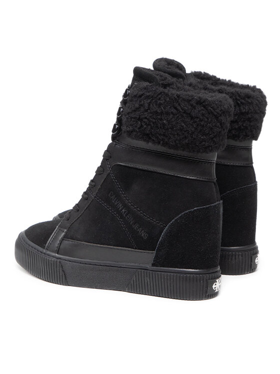 Calvin Klein Jeans Botki Hidden Wedge Sneaker Warm YW0YW00439 Czarny ...