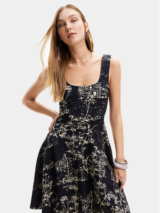 Desigual Sukienka letnia Tually 24SWVK09 Czarny Regular Fit | Modivo.pl