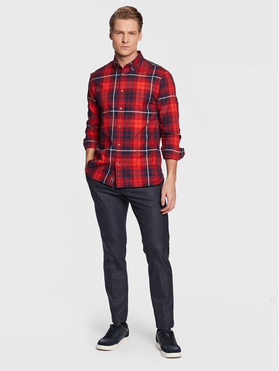 Tommy Hilfiger Πουκάμισο Oxford Blackwatch MW0MW29185 Κόκκινο Regular ...