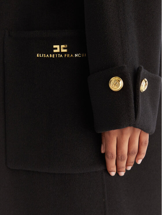 Elisabetta Franchi Gyapjú kabát CP-68D-56E2-V820 Fekete Regular Fit | Modivo.hu
