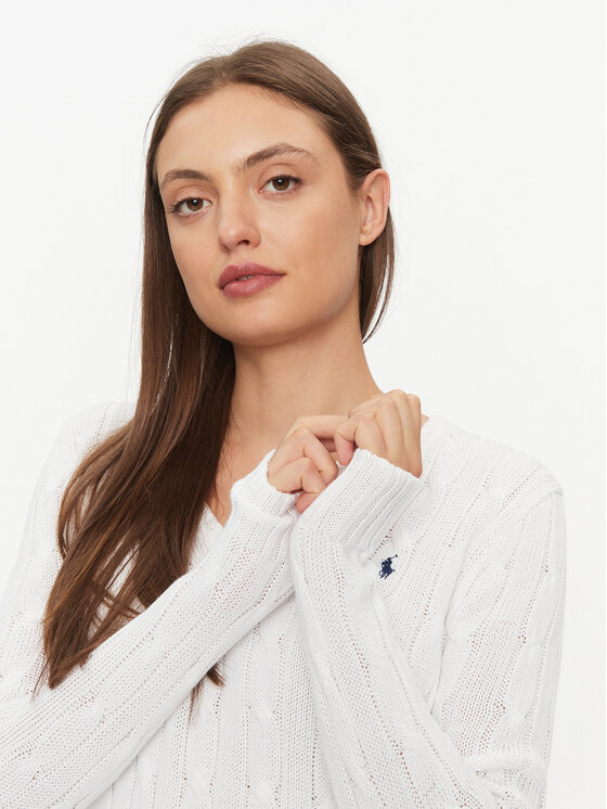 Polo Ralph Lauren Sweter 211891641001 Biały Regular Fit | Modivo.pl
