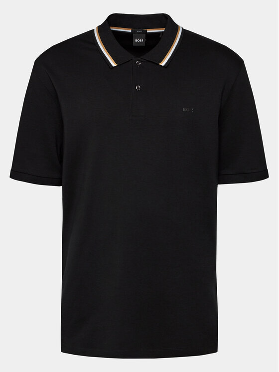 Boss Тениска с яка и копчета Penrose 38 50469360 Черен Slim Fit | Modivo.bg