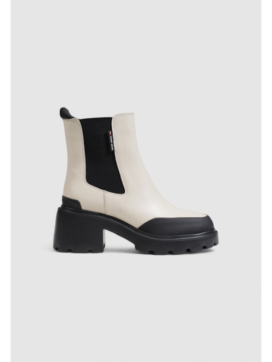 Tommy Jeans Botki TJW MID HEEL CHELSEA Beżowy | Modivo.pl