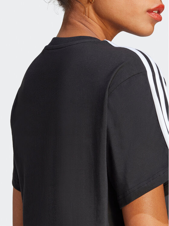 adidas Tricou Essentials 3-Stripes Single Jersey Crop Top HR4913 Negru ...