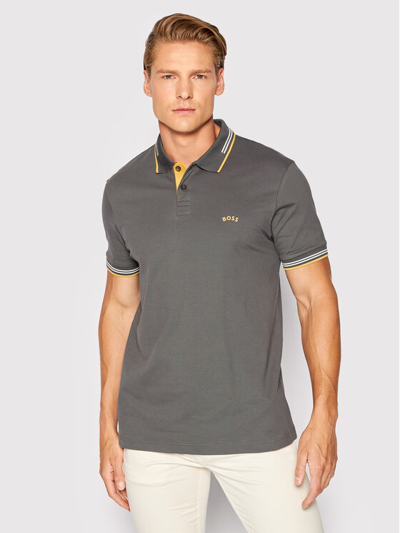 Boss Polo Paul Curved 50469245 Gris Slim Fit | Modivo.fr