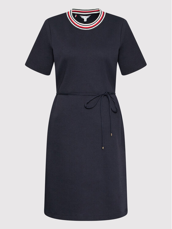 Tommy Hilfiger Strickkleid Textured Shift WW0WW34207 Dunkelblau Relaxed Fit Modivo