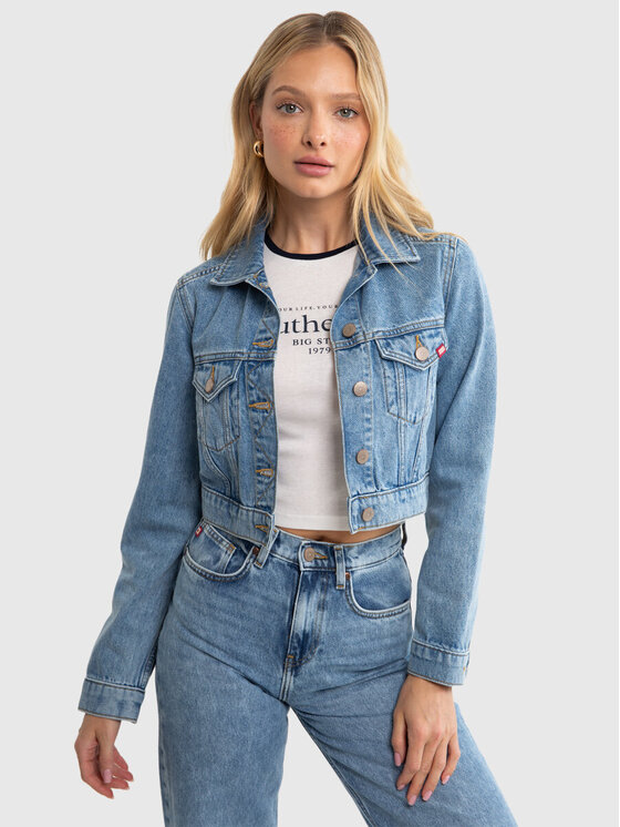 BIG STAR Kurtka jeansowa JOSEA_206_130 Niebieski Slim Fit | Modivo.pl