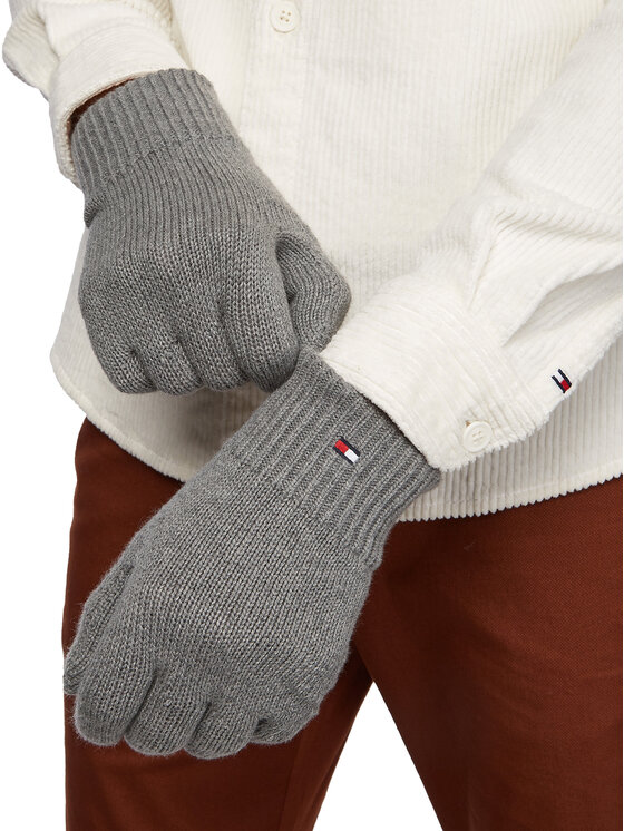 Tommy Hilfiger Mănuși pentru Bărbați Essential Flag Knitted Gloves AM0AM11048 Gri | Modivo.ro