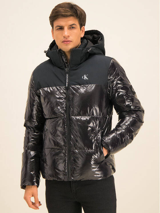 Calvin Klein Jeans Doudoune High Gloss Hooded Puffer J30j314075 Noir