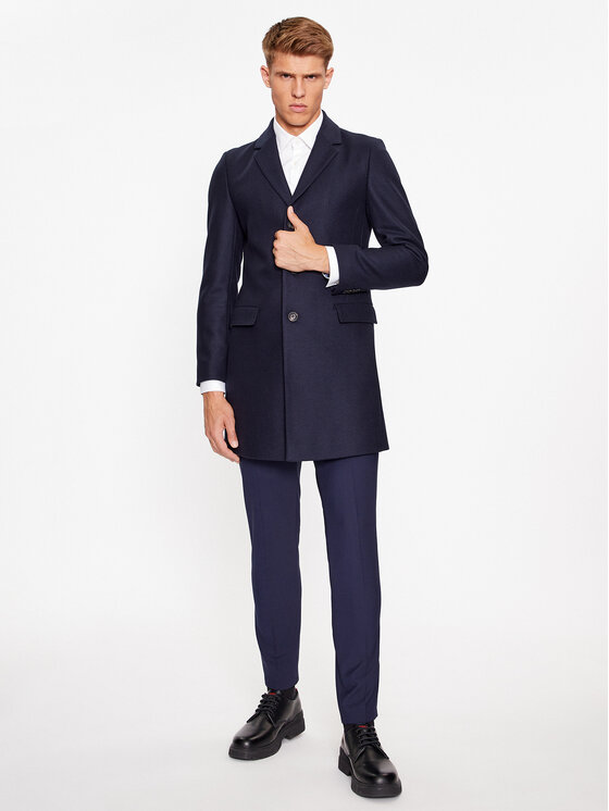 Hugo Вълнено палто Migor 50495214 Тъмносин Regular Fit | Modivo.bg