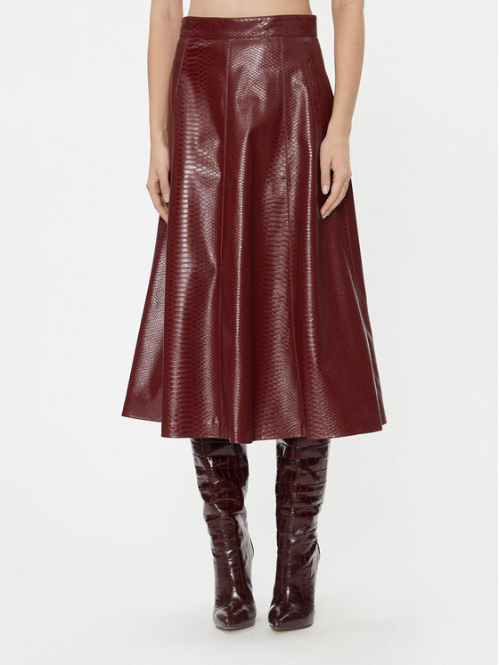 TWINSET Kožna suknja 232TT2235 Tamnocrvena Regular Fit | Modivo.hr