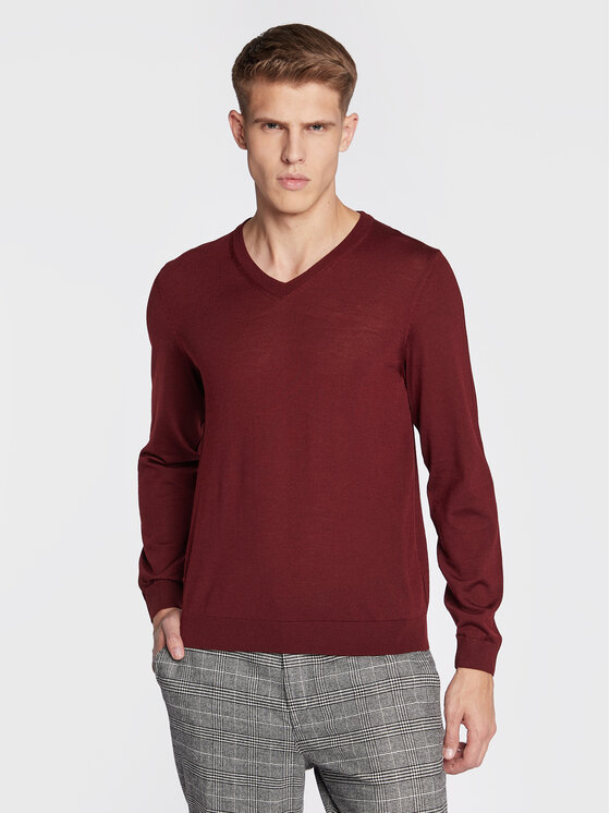 Boss Sweter Melba-P 50468261 Bordowy Slim Fit | Modivo.pl