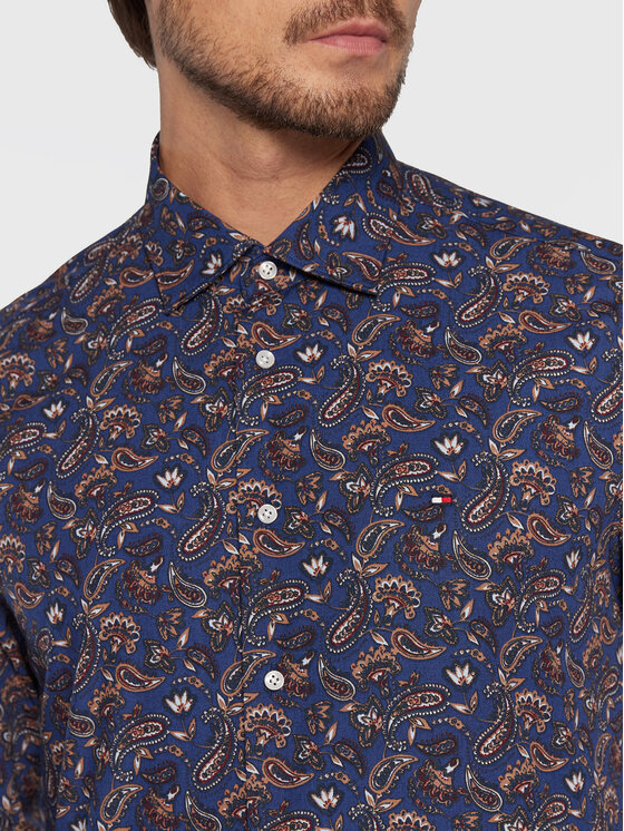 Tommy Hilfiger Hemd Paisley Print MW0MW28498 Dunkelblau Regular Fit Modivo