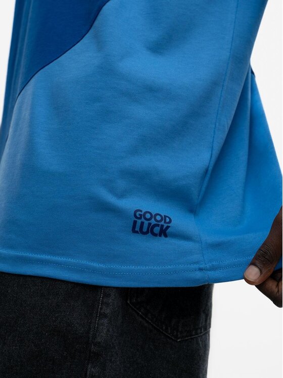 Good Luck T-Shirt Koszulka Męska Z Krótkim Rękawem Oversize Niebieska ...