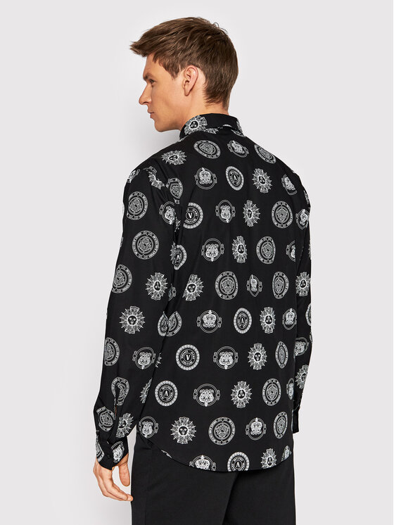 Versace Jeans Couture Риза Print Coin Outline 72GAL2S4 Черен Slim Fit ...