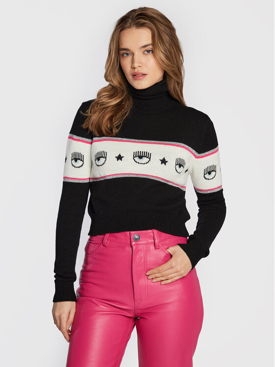 Chiara Ferragni Rollkragenpullover 73CBFM27 Schwarz Regular Fit | Modivo.at