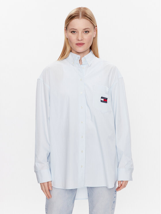 Tommy Jeans Košulja Super DW0DW15199 Svijetloplava Oversize | Modivo.hr